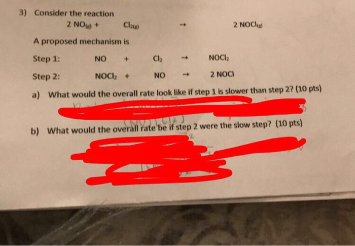 Solved 3) Consider the reaction Cla 2 NO 2 NOCl A proposed | Chegg.com