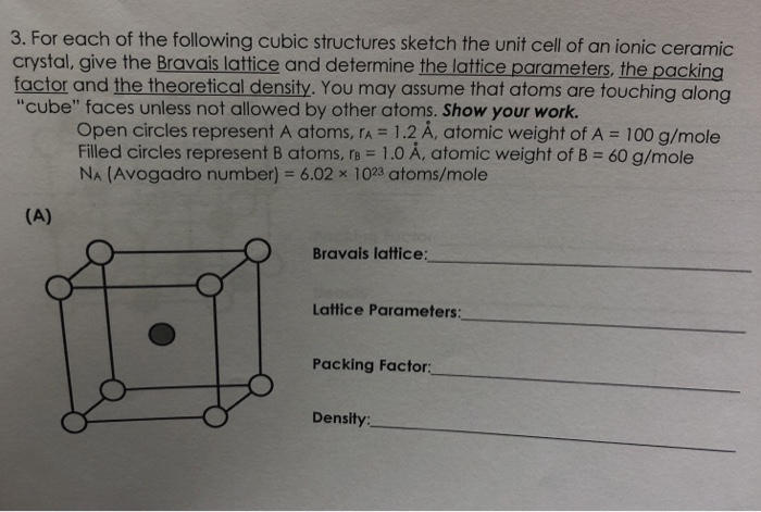 Solved 3. For each of the following cubic structures sketch | Chegg.com