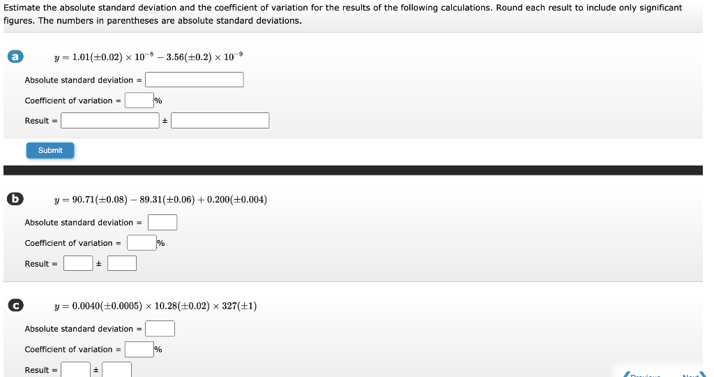Solved istimate the absolute standard deviation and the | Chegg.com