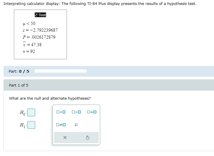 Solved Interpreting calculator display: The following TI- 84 | Chegg.com