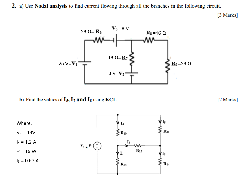 Solved 2. a) Use Nodal analysis to find current flowing | Chegg.com