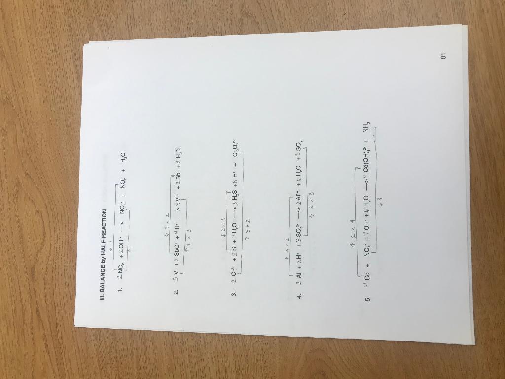 Solved Name CHEMISTRY 1120 LAB PROBLEM SET - REDOX EQUATIONS | Chegg.com