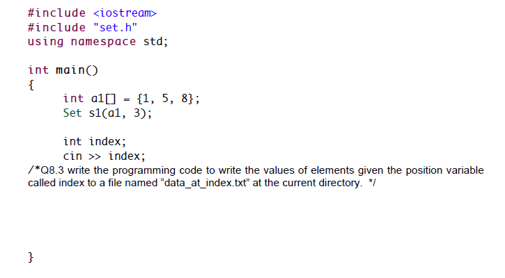 Solved The following code defines the class Set as a | Chegg.com