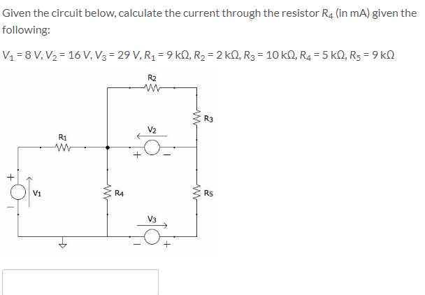Solved Given the circuit below, calculate the current | Chegg.com