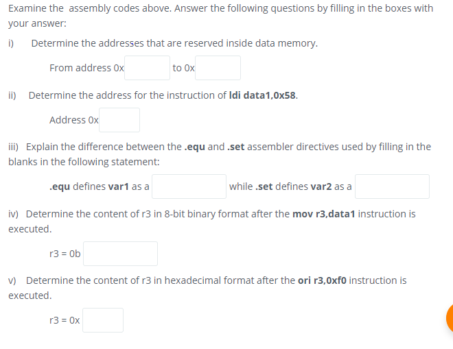 Solved Examine the assembly codes above. Answer the | Chegg.com