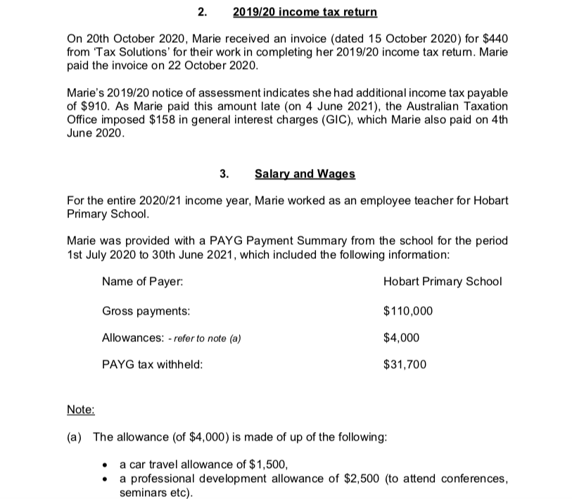 Australian Tax Law You are required to prepare a | Chegg.com
