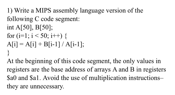 Solved Please Use Mars If Possible And Simple Code Not 