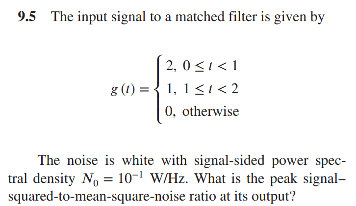 Solved 9.5 The input signal to a matched filter is given by | Chegg.com