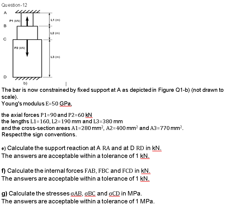 Solved Question - 12 A 11 P1 (kN) L1 (m) B L2 (m) с P2 (kN) | Chegg.com