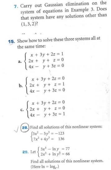 Solved 7. Carry out Gaussian elimination on the system of | Chegg.com