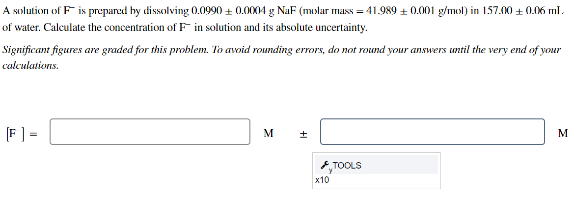 Solved A solution of F−is prepared by dissolving | Chegg.com