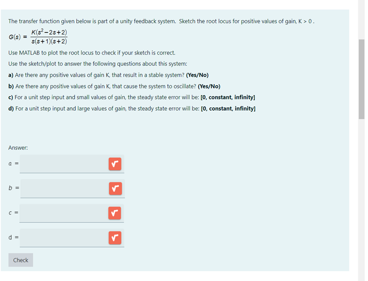 The transfer function given below is part of a unity | Chegg.com