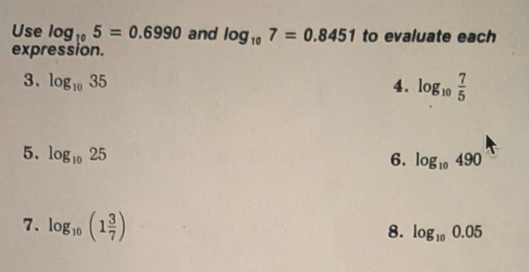 Solved 10 Use logo 5 = 0.6990 and log 1. 7 = 0.8451 to | Chegg.com