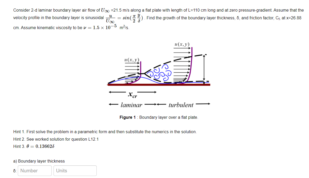 Solved Consider 2-d laminar boundary layer air flow of UO | Chegg.com