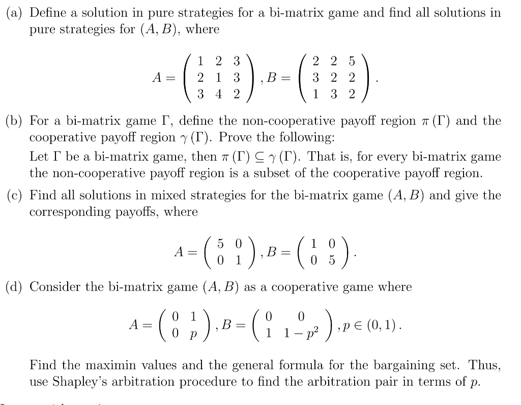output a real number which is the payoff for player | Chegg.com