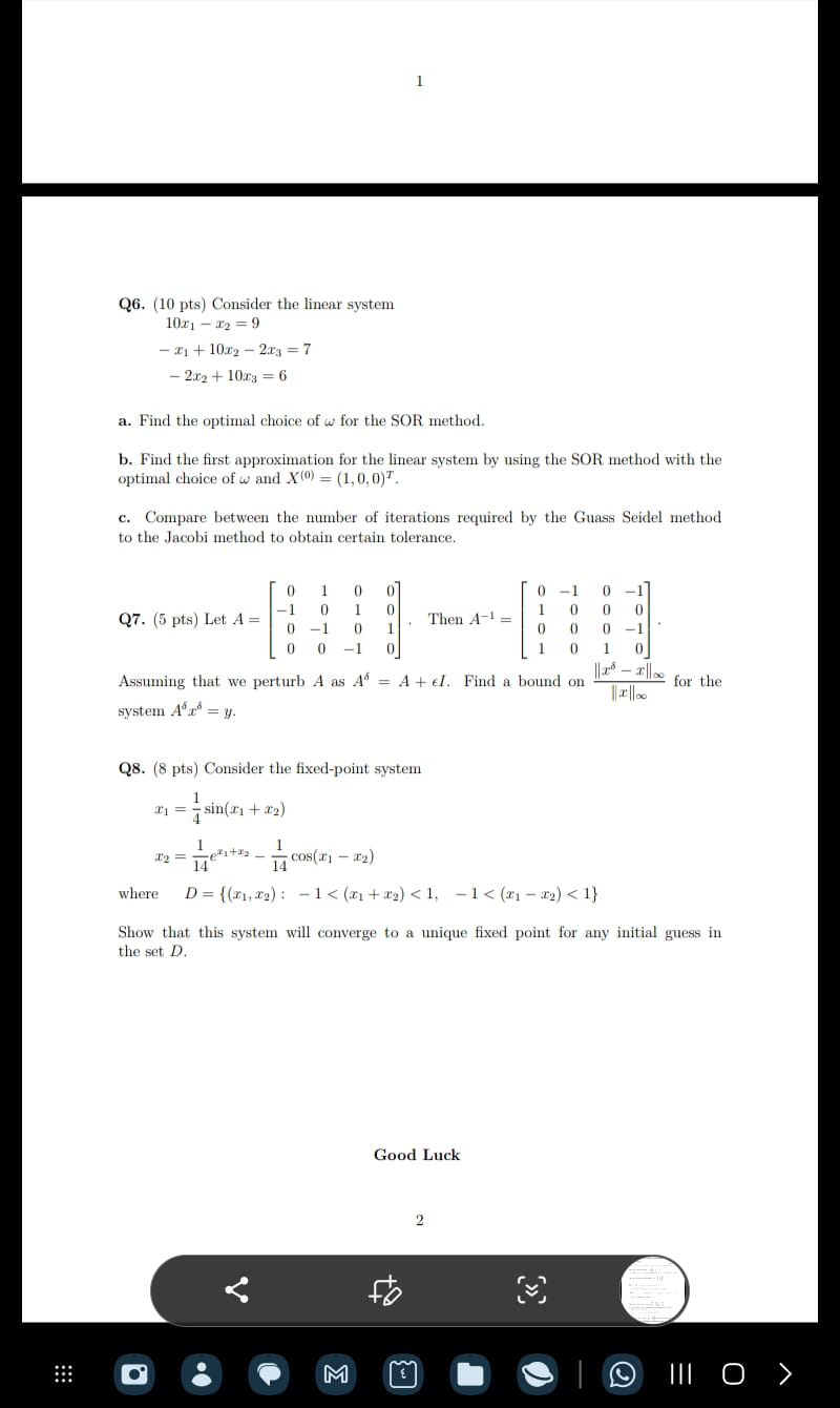 Solved Q6. (10 pts) Consider the linear system | Chegg.com