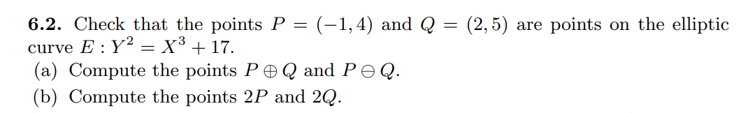 Solved - = = 6.2. Check that the points P = (-1,4) and Q = | Chegg.com