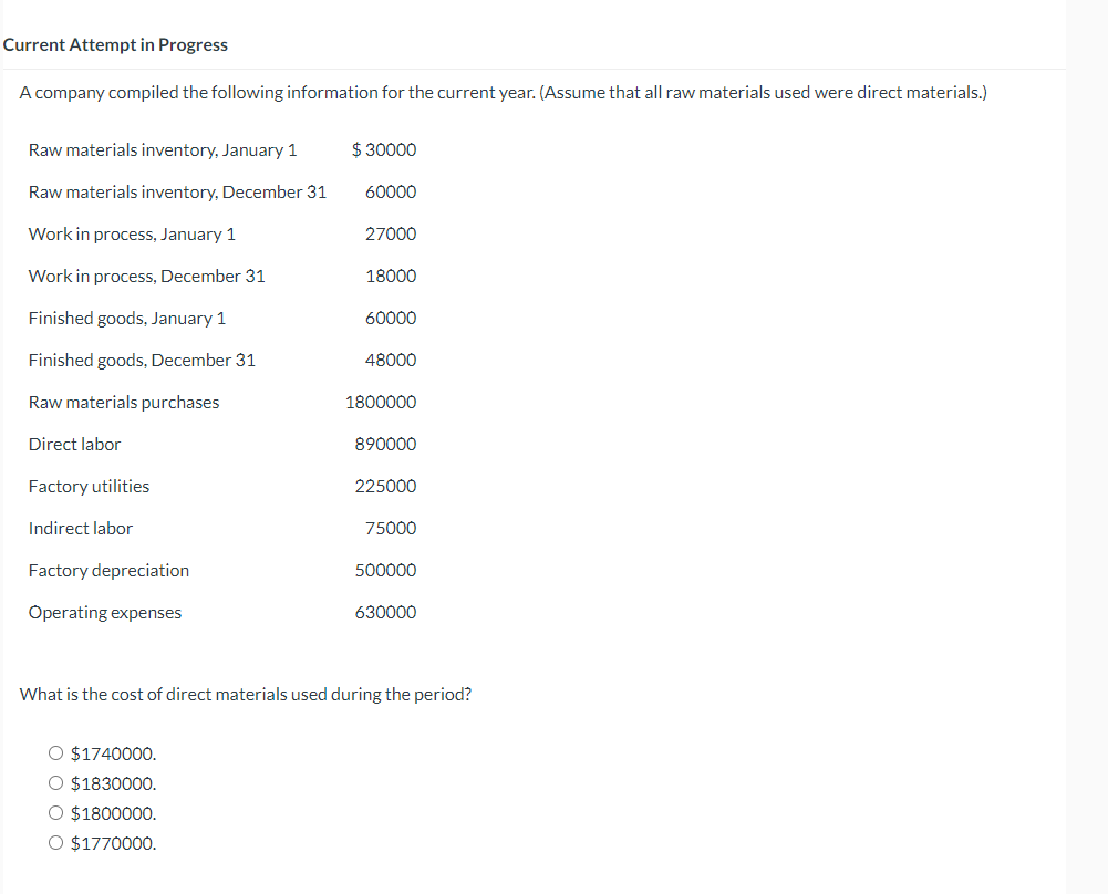Solved A company compiled the following information for the | Chegg.com