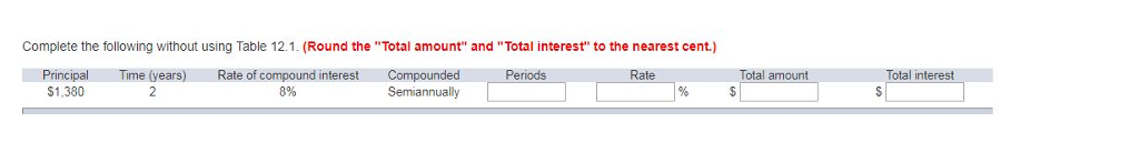 Solved Complete the following without using Table 12.1. | Chegg.com