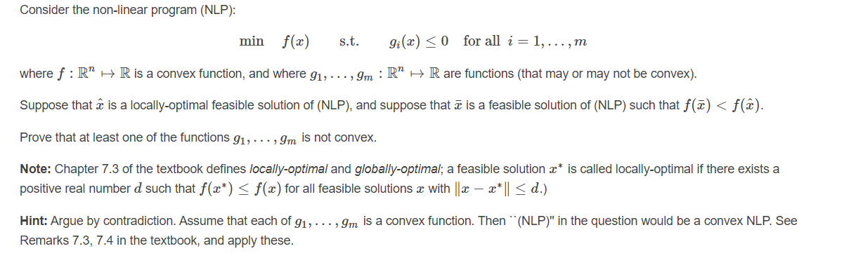 Consider the non-linear program (NLP): min f(x) s.t. | Chegg.com