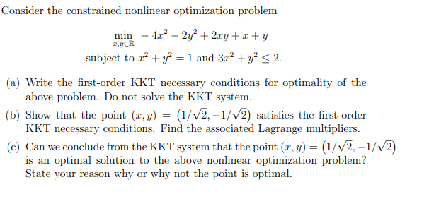 2.VER Consider the constrained nonlinear optimization | Chegg.com