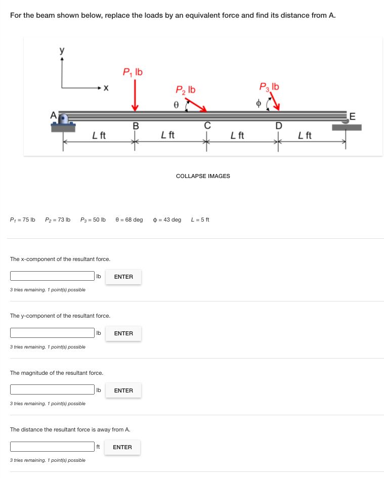 Solved For the beam shown below, replace the loads by an | Chegg.com