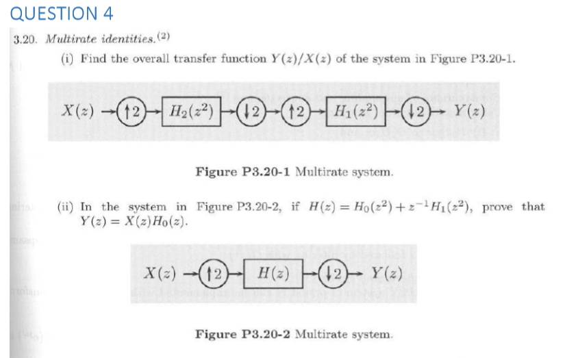 Solved QUESTION 4 3.20. Multirate identities.(2) (i) Find | Chegg.com