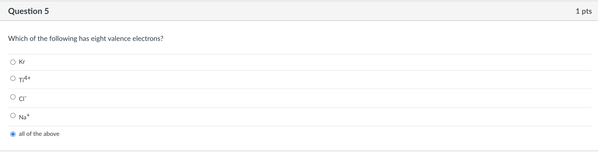 Solved Which of the following has eight valence electrons? | Chegg.com
