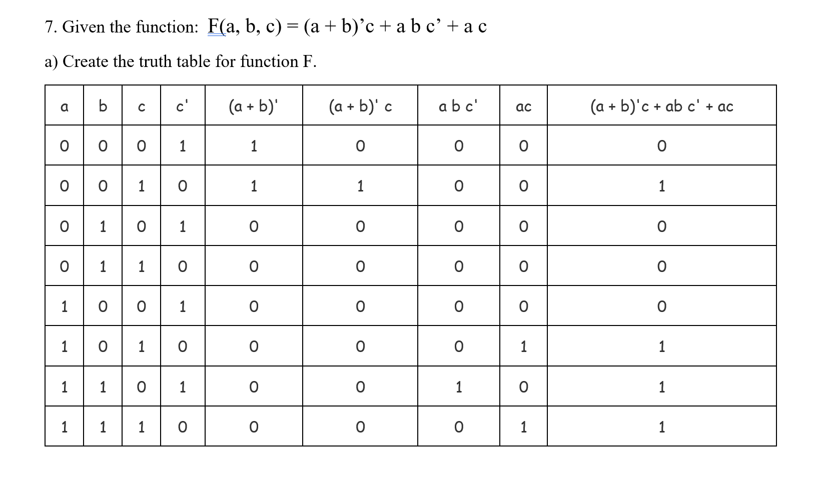 Solved 7b) Implement F by means of an 8-to-1 Multiplexer | Chegg.com