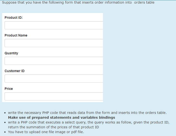 Solved Suppose that you have the following form that inserts | Chegg.com