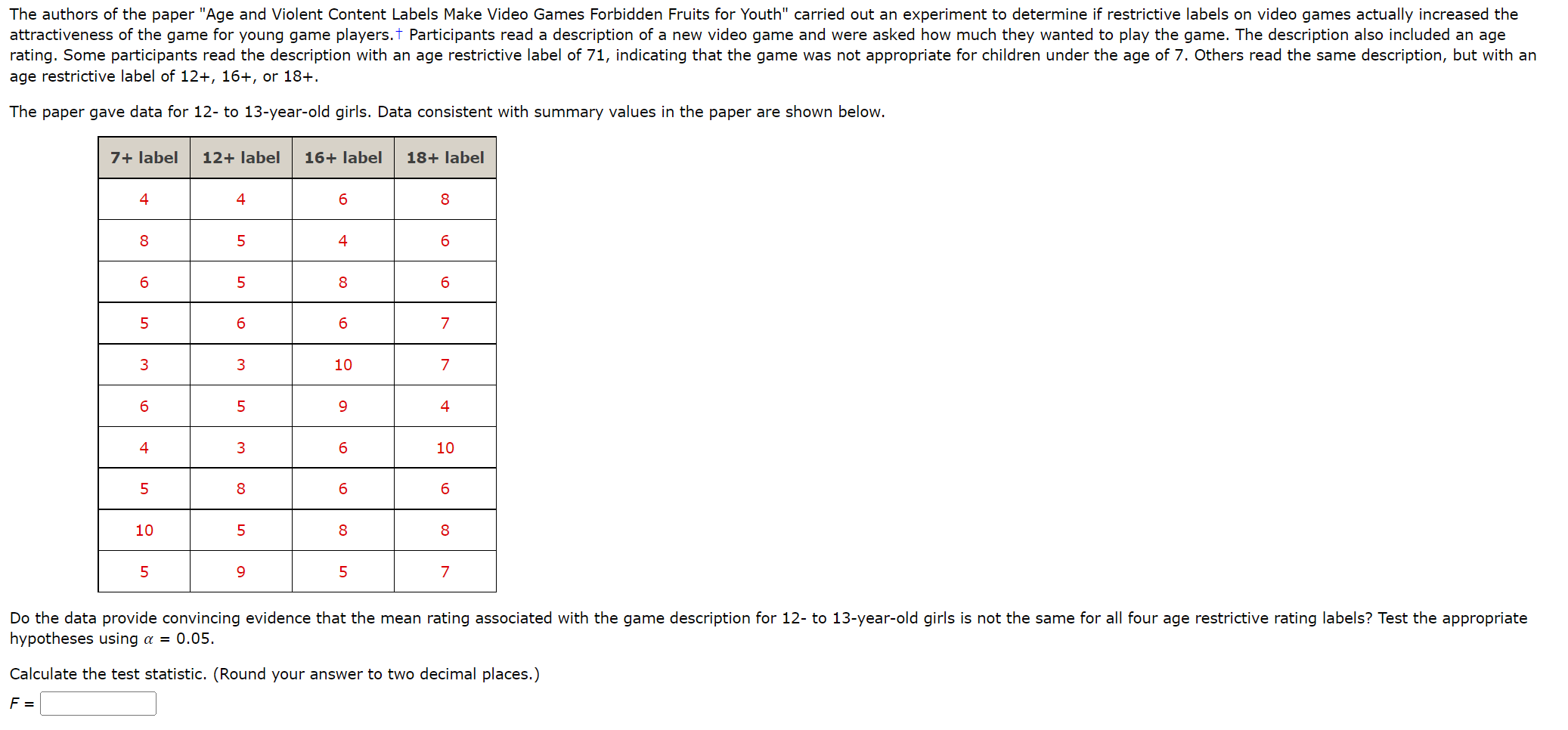 Solved The authors of a paper on perceptions of video games | Chegg.com