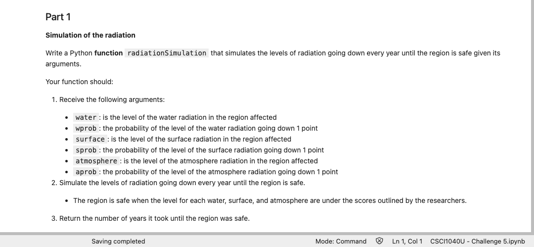 Solved Part 1 Simulation of the radiation Write a Python | Chegg.com