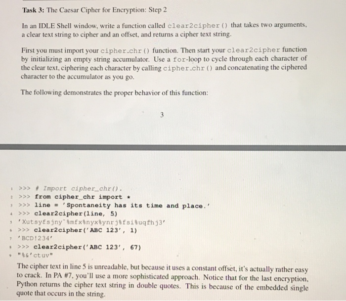 Solved Task 3: The Caesar Cipher for Encryption: Step 2 In | Chegg.com