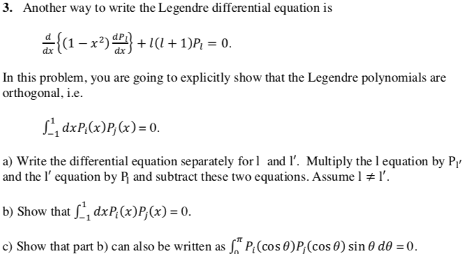 Solved 3. Another way to write the Legendre differential | Chegg.com