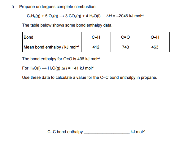 Solved f) Propane undergoes complete combustion. C3H8( | Chegg.com