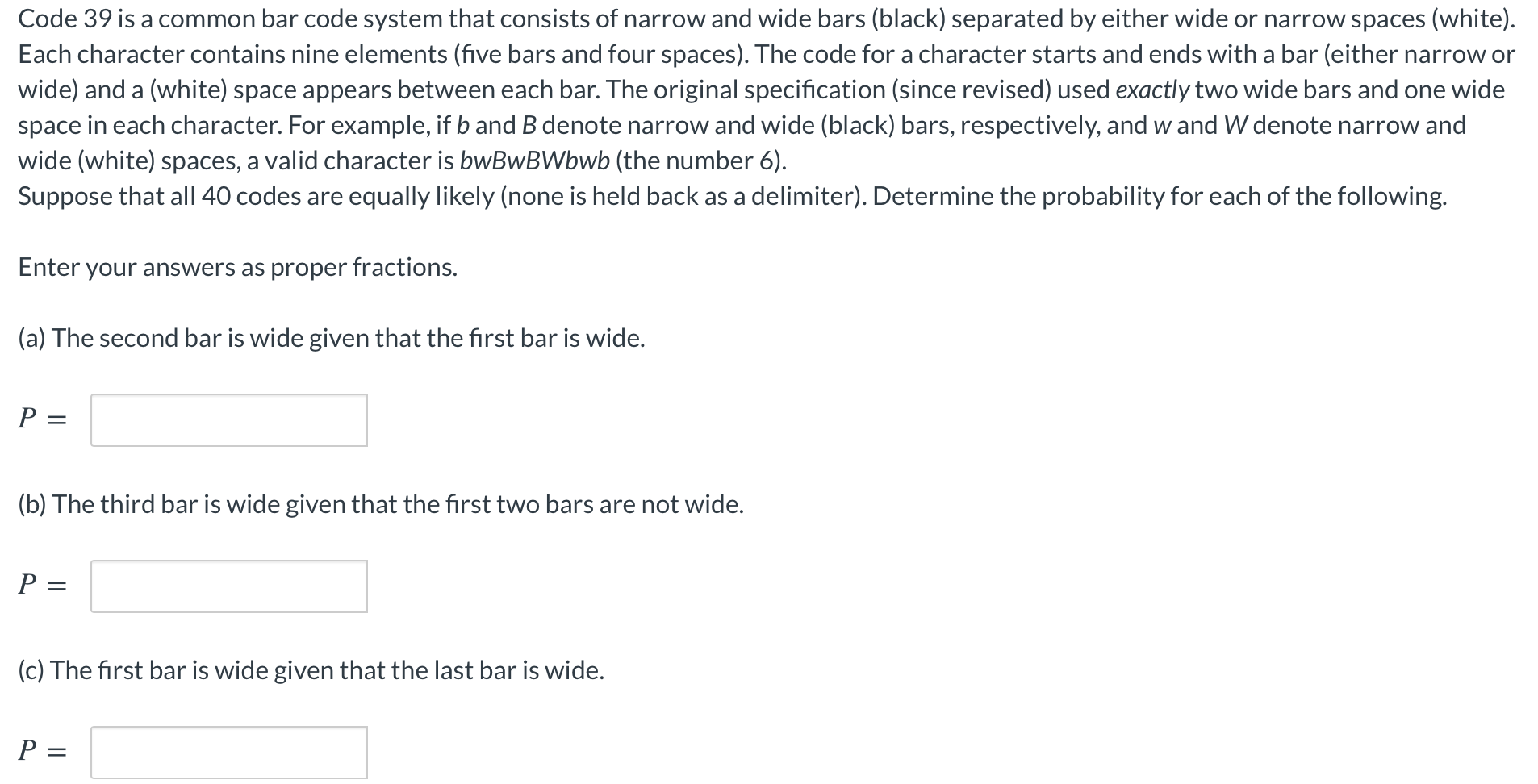 Solved Code 39 is a common bar code system that consists of | Chegg.com