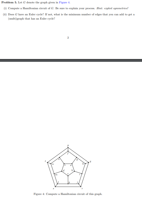 Solved Problem 5. Let G denote the graph given in Figure 4 . | Chegg.com