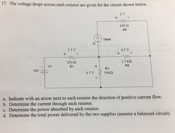 Solved The voltage drops across each resistor are given for | Chegg.com