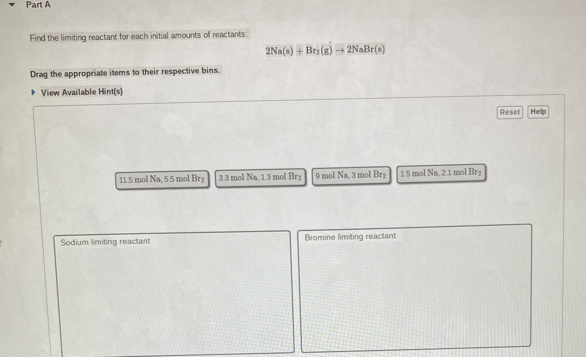 Solved Find the limiting reactant for each initial amounts | Chegg.com