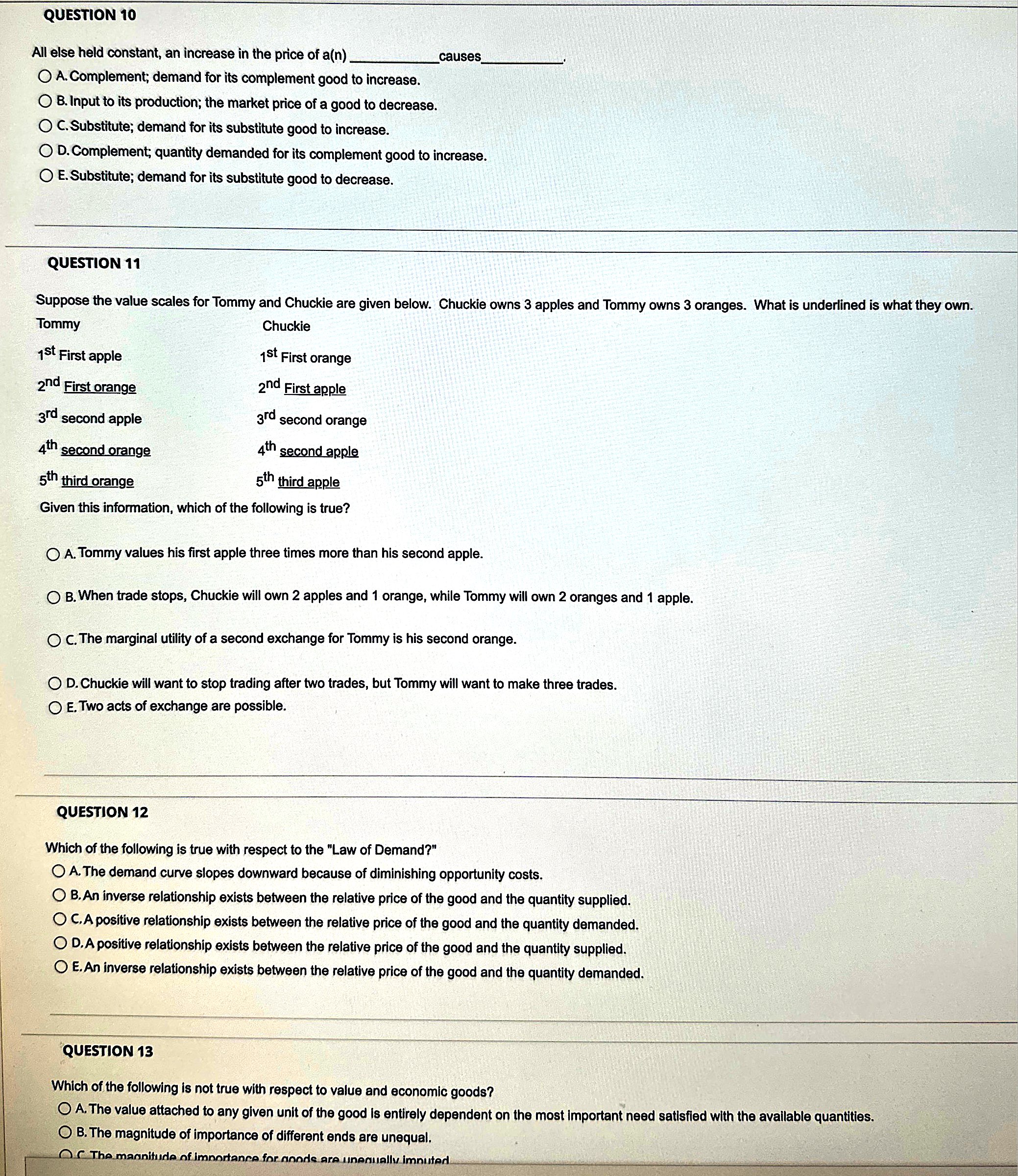 Solved All else held constant, an increase in the price of | Chegg.com