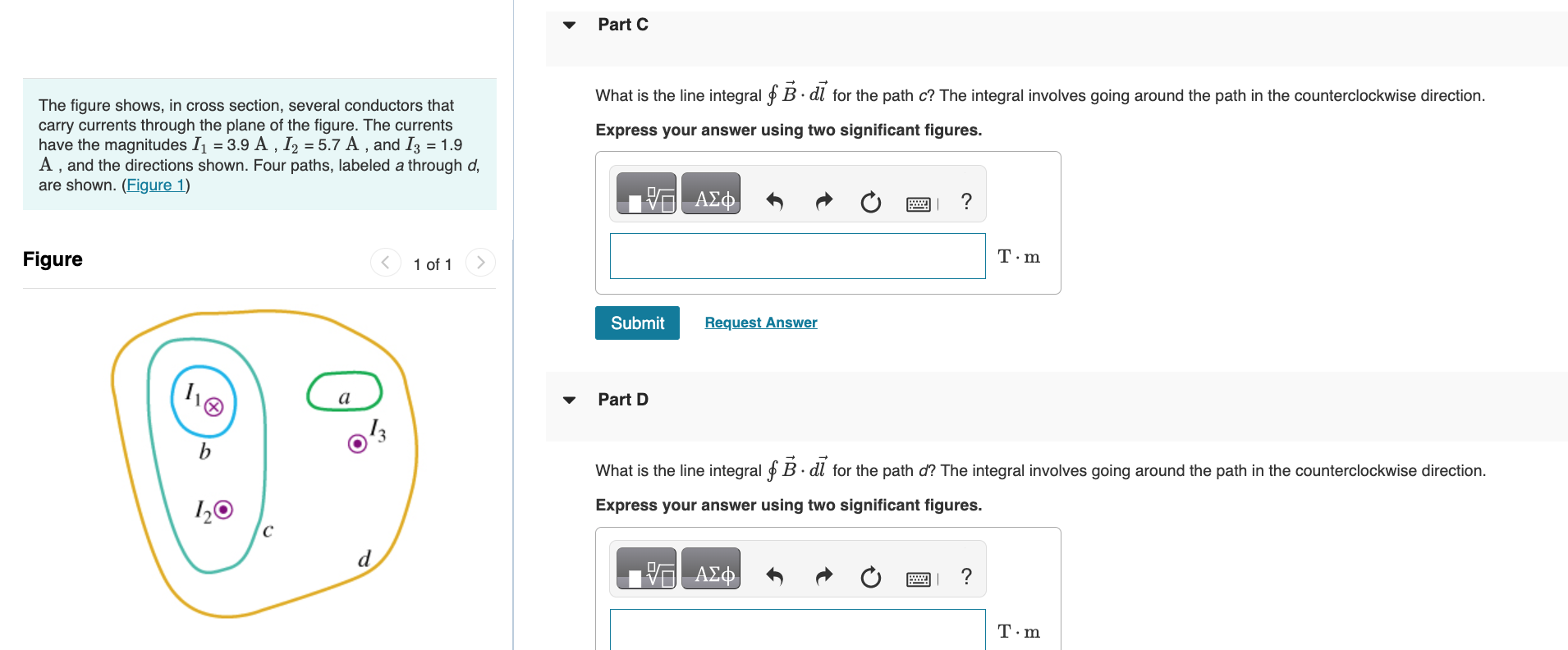 Solved What is the line integral ∮B⋅dl for the path a ? The | Chegg.com
