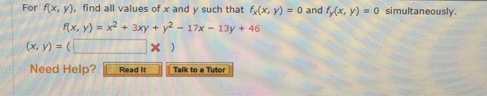 Solved For fx, y), find all values of x and y such that fx, | Chegg.com