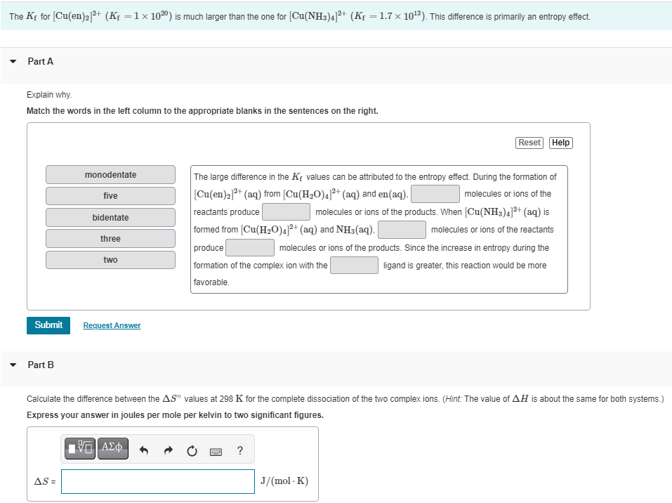 Solved The Kf for [Cu(en)2]2+(Kf=1×1020) is much larger than | Chegg.com