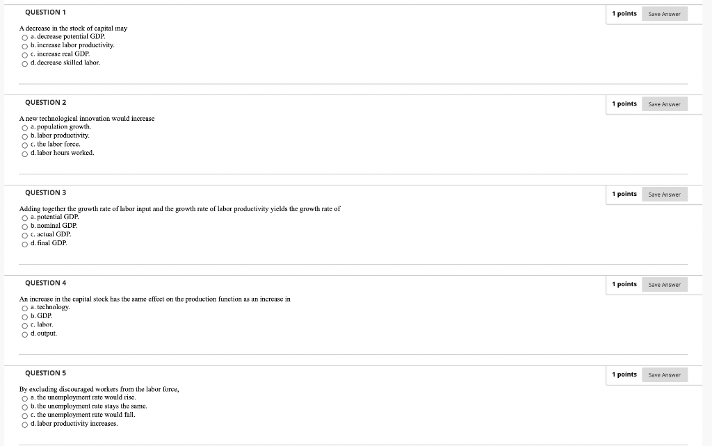 Solved Question 1 1 Points Save Answer A Decrease In The 3150