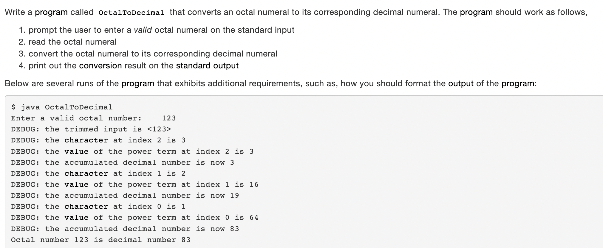 Solved Write a program called octaltodecimal that converts | Chegg.com