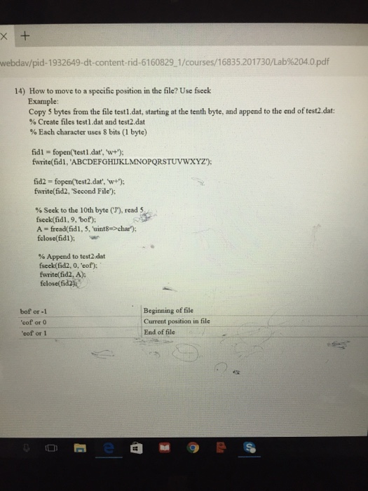 Solved How to move to a specific position in the file? Use | Chegg.com