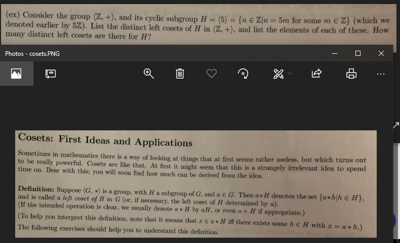 Solved Abstract Algebra: The problem is on the definition of | Chegg.com