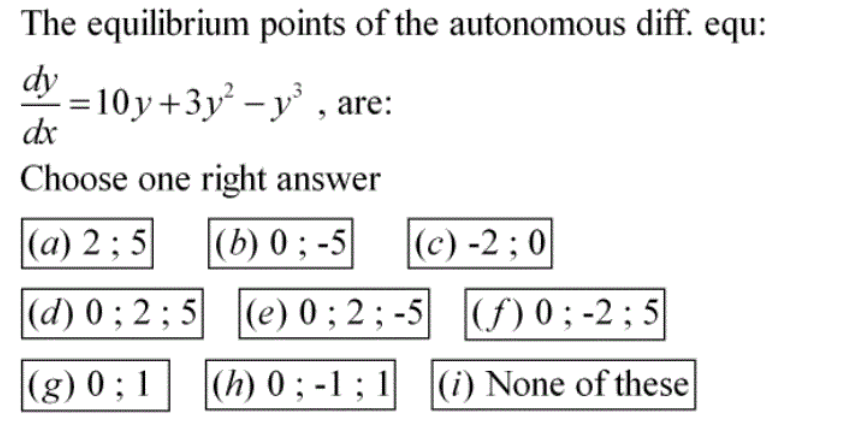 Solved The equilibrium points of the autonomous diff. equ: | Chegg.com