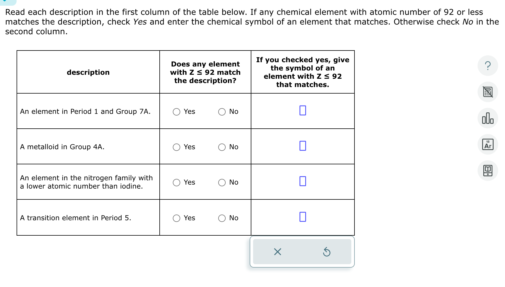 Solved Read each description in the first column of the | Chegg.com