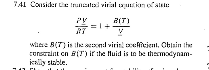 Solved Consider the truncated virial equation of state, | Chegg.com